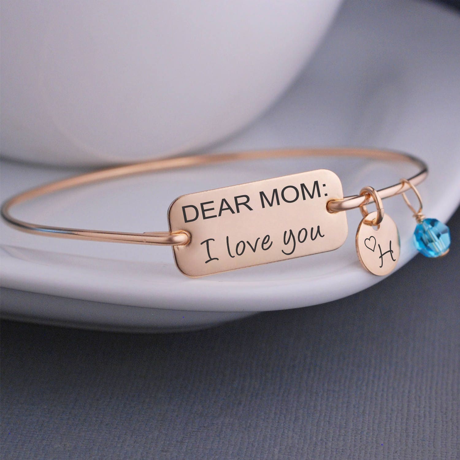 Mother's Day Gift, Dear Mom, I Love You Bracelet, Personalized Birthday ...