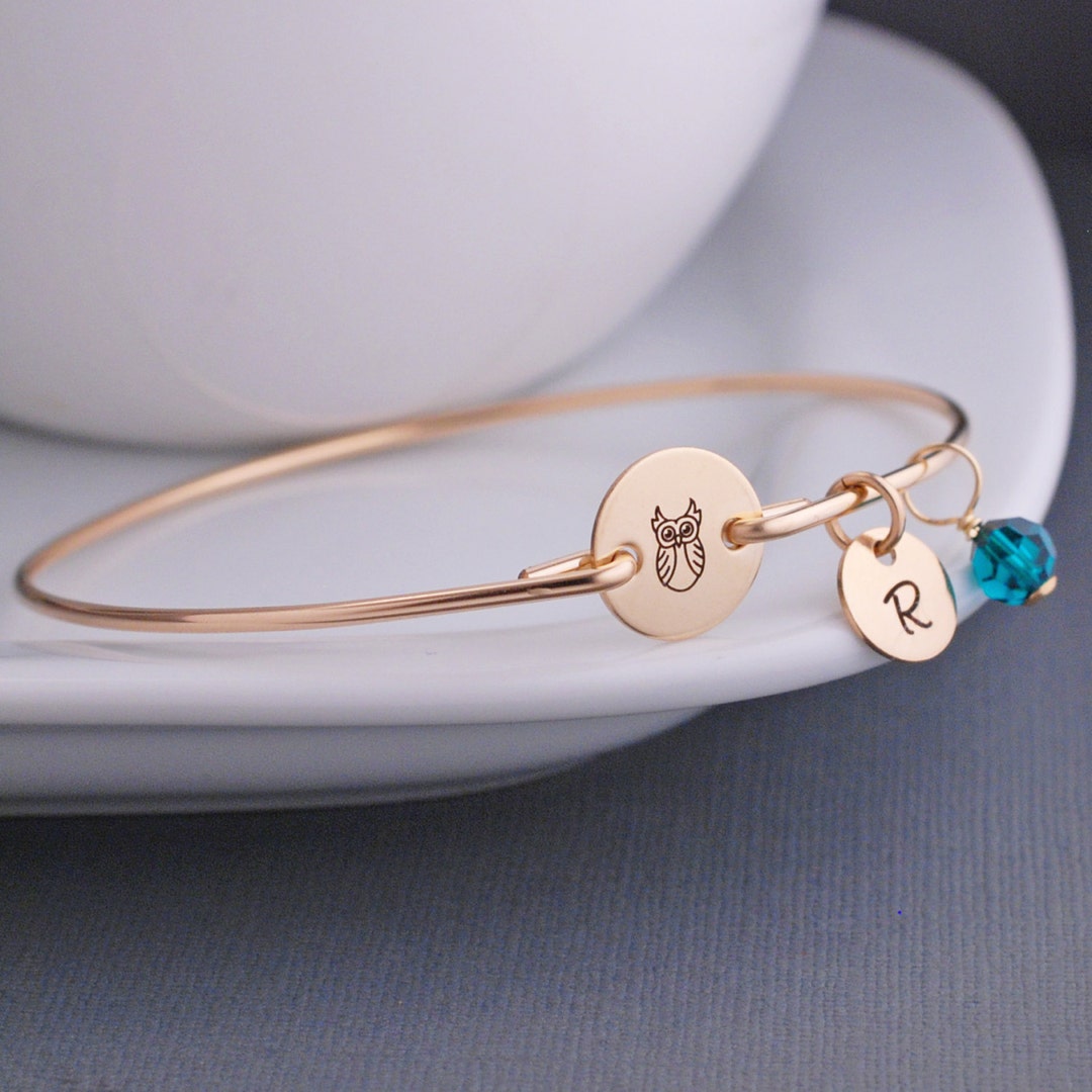 Owl Bracelet, Owl Jewelry, Sorority Bracelet, Owl Bangle Bracelet, Go ...