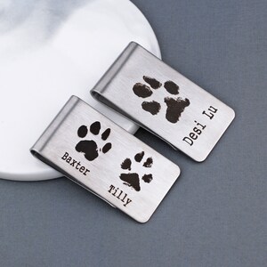 Real Paw Print Money Clip, Your Pet's Custom Paw Print Engraved Money ...