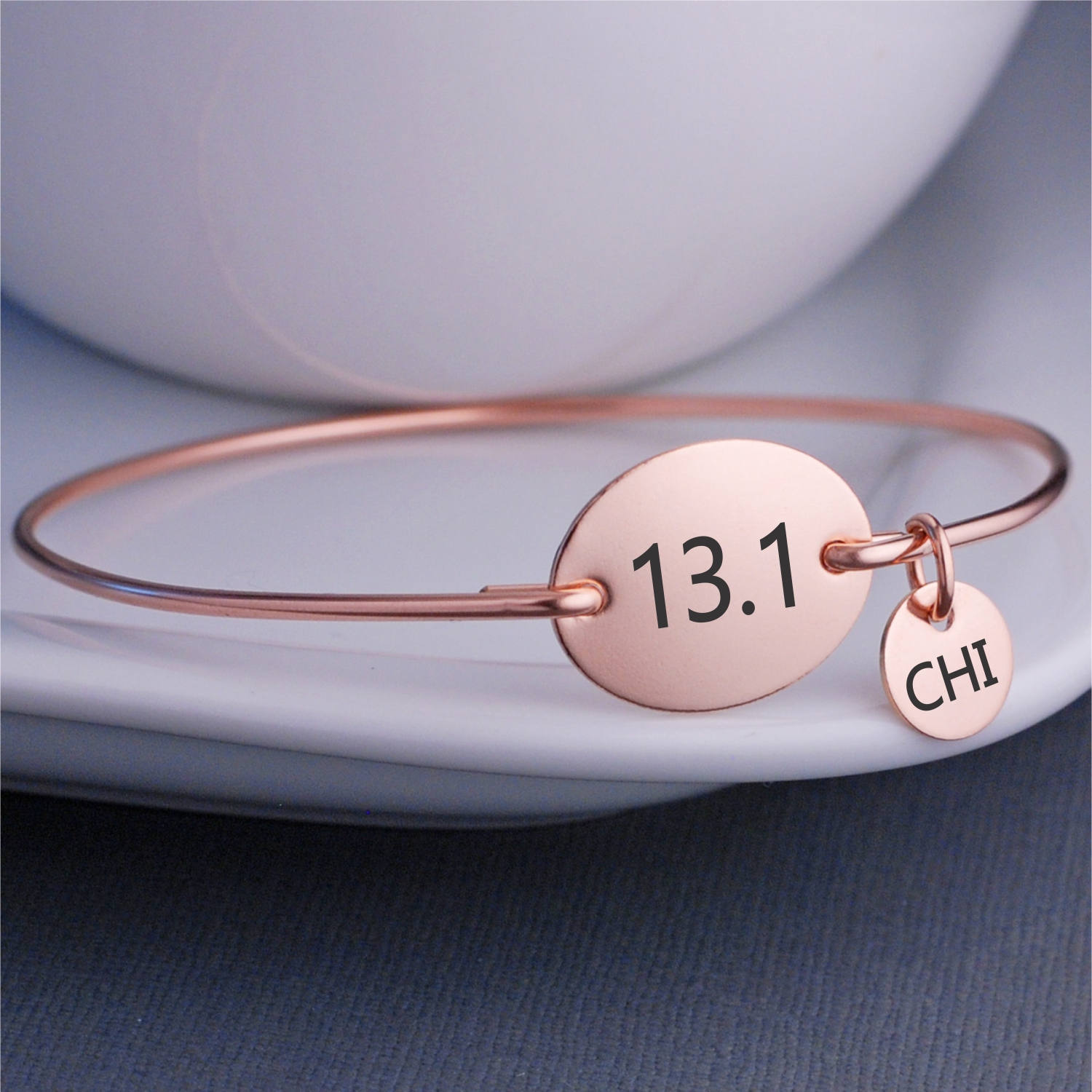 Half Marathon Bracelet, Athletic Jewelry, Gift for Runner, 13.1 Bangle ...