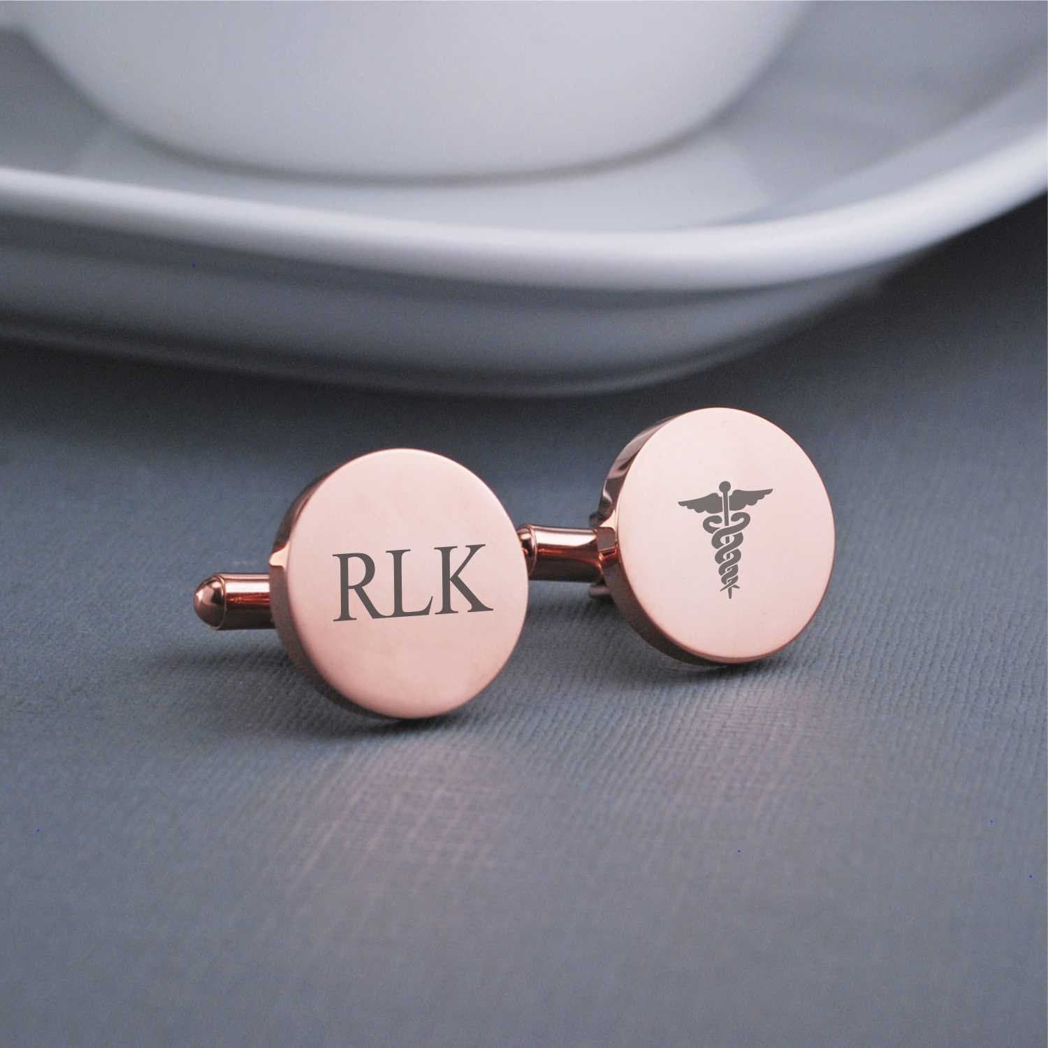 Medical Gift Caduceus Cufflinks Personalized Doctor | Etsy