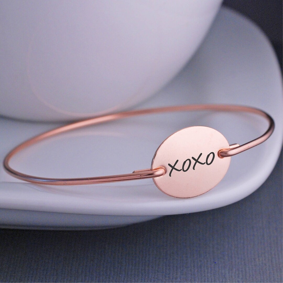 Custom XO Jewelry, Wedding Day Bracelet, XOXO Hugs and Kisses Bangle ...