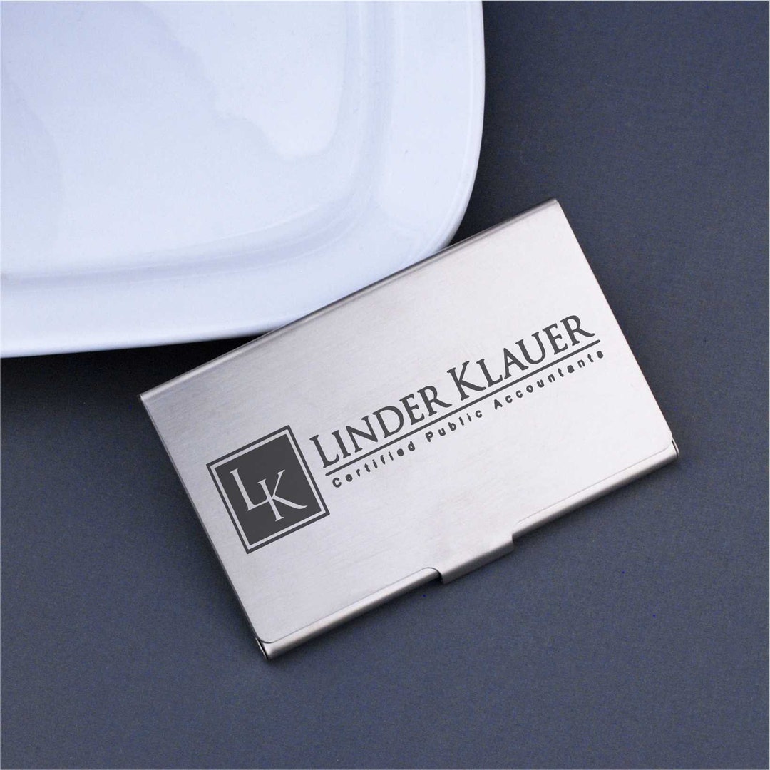 Business Logo Card Holder, Custom Engraved Business Card Case With YOUR ...