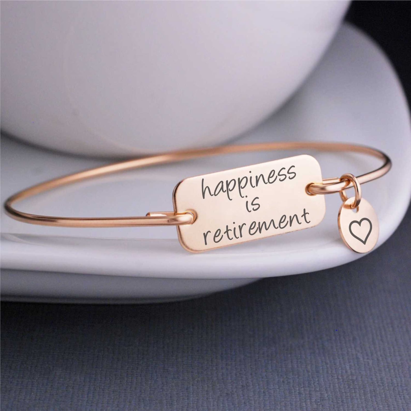 Retirement Gift, Happiness is Retirement Bracelet, Silver or Gold or ...