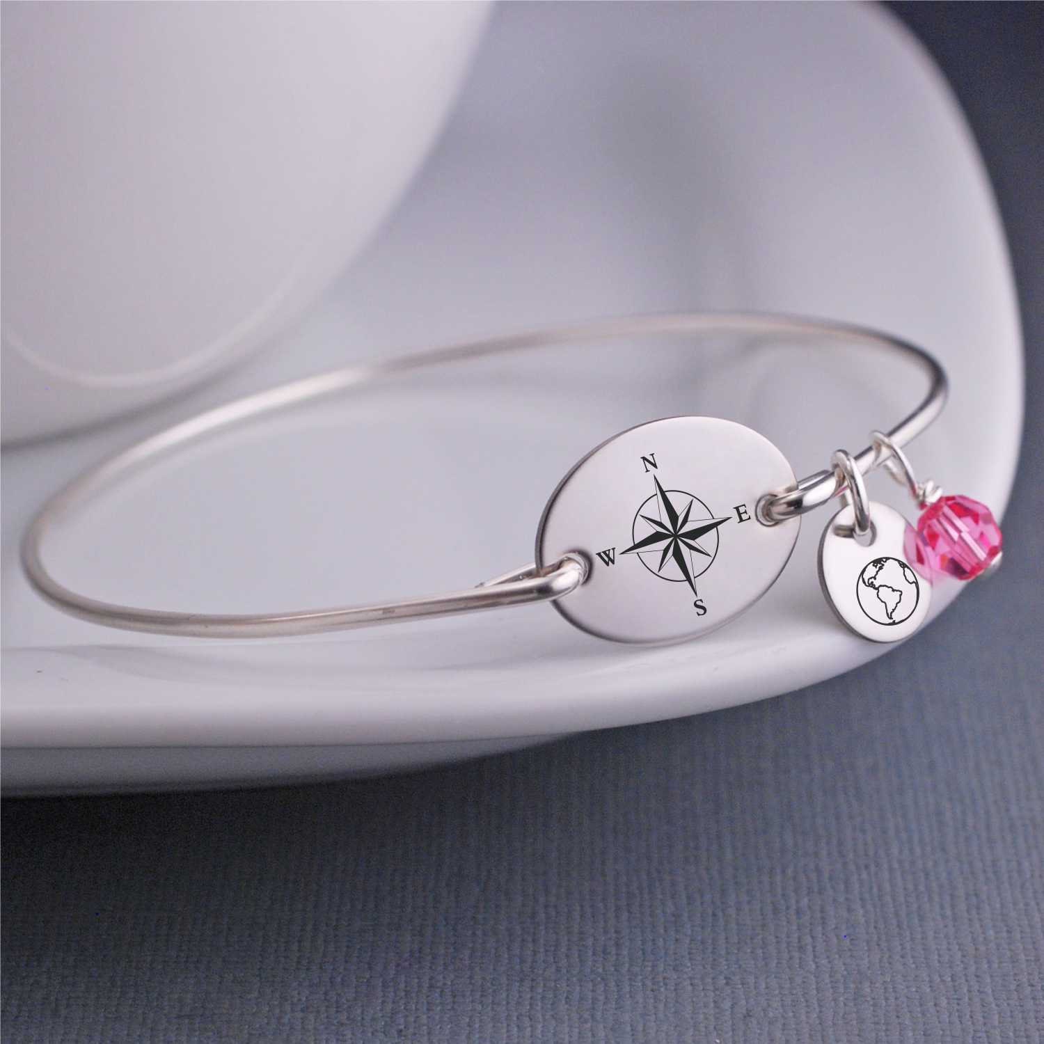 Personalized Nautical Jewelry, Compass Bracelet, Nautical Anchor Bangle ...