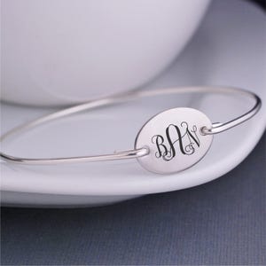 Monogram Bracelet, Silver Monogrammed Jewelry, Personalized Bridesmaid ...