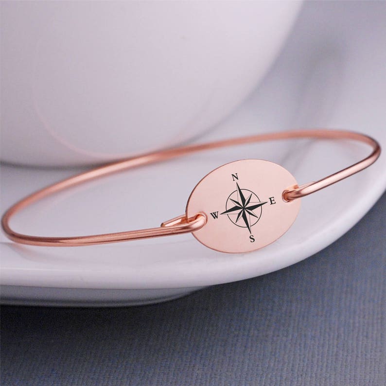 Personalized Nautical Jewelry, Compass Bracelet, Nautical Anchor Bangle ...
