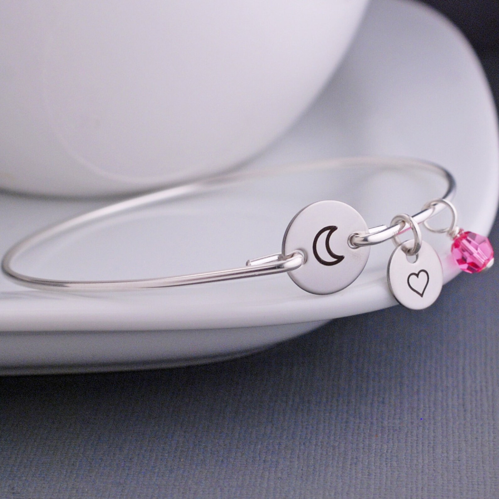 Moon Bracelet Moon Jewelry Bangle Bracelet Personalized | Etsy