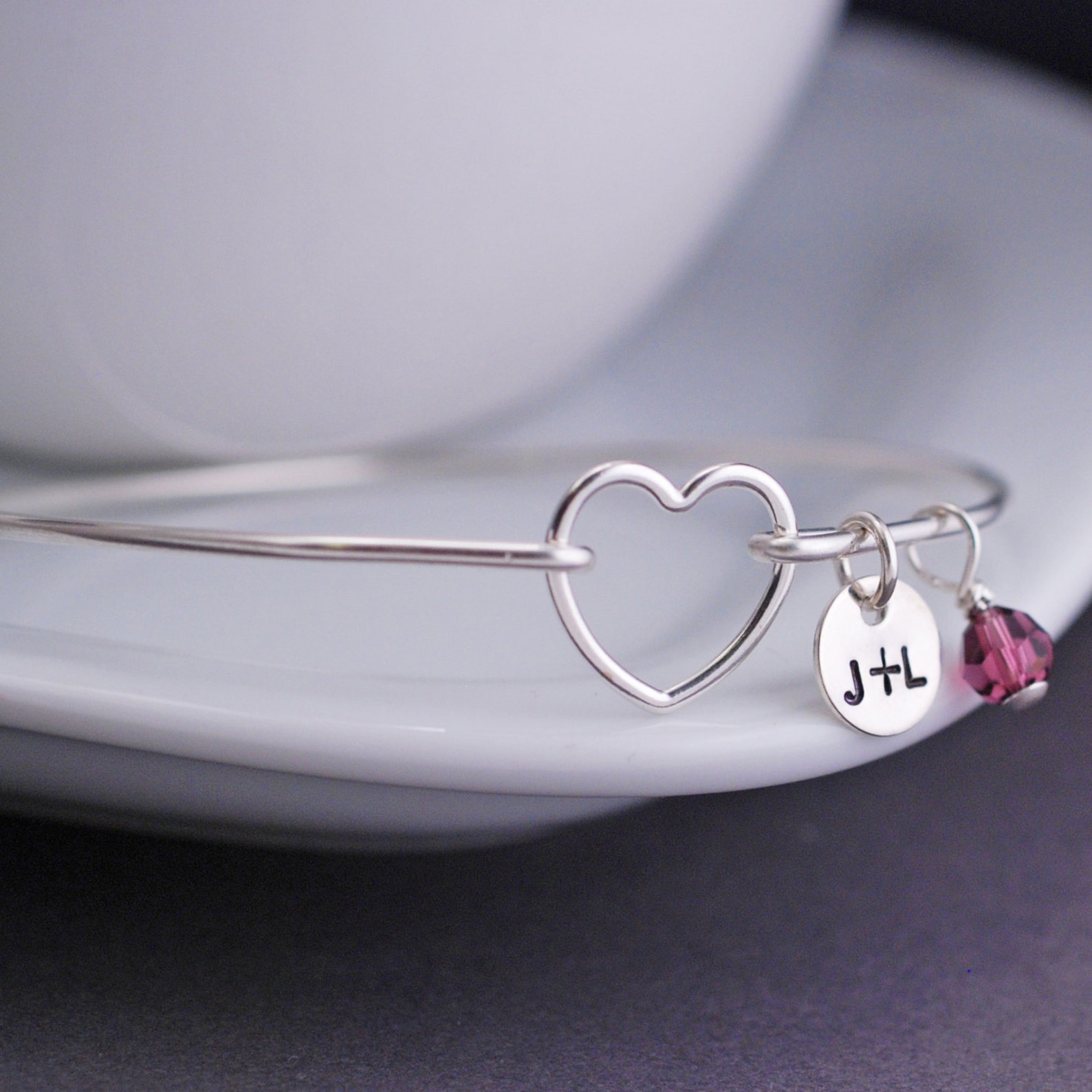 Heart Bracelet Personalized Silver Heart Jewelry - Etsy