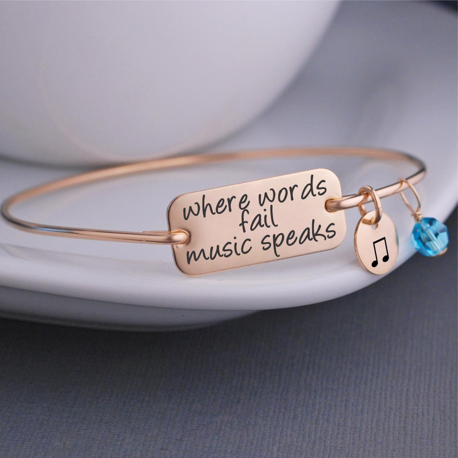 Music Bracelet, Where Words Fail Music Speaks Bangle Bracelet, Music ...