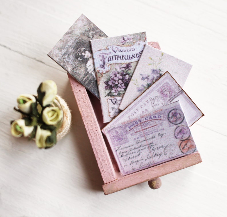 Dolls House Miniature Victorian Postcard Set in Lavender Colours - Etsy UK