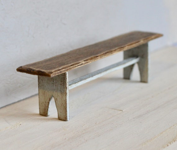 Dolls House Miniature Blue Long Stool - Etsy