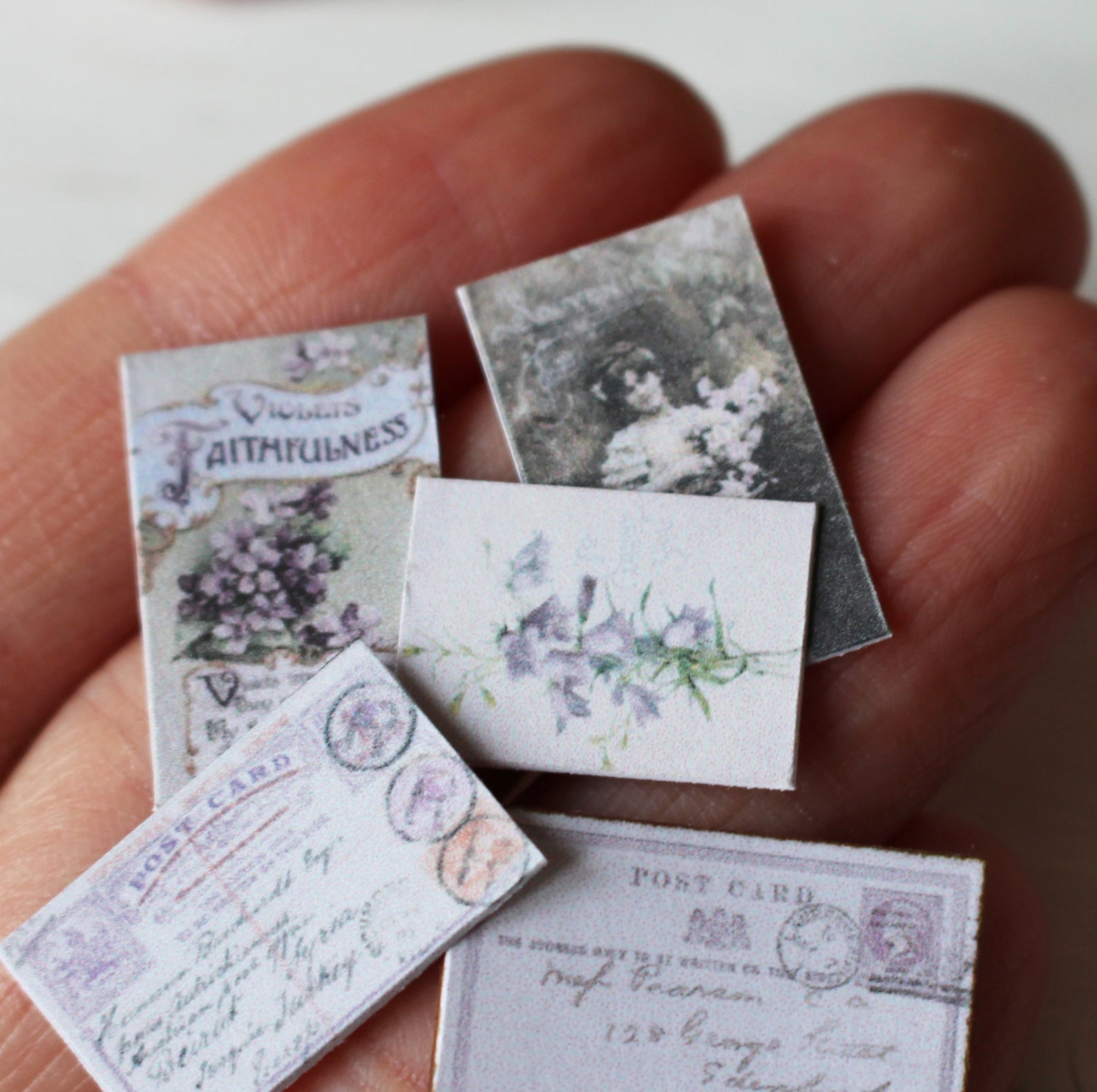 Dolls House Miniature Victorian Postcard Set in Lavender Colours - Etsy UK