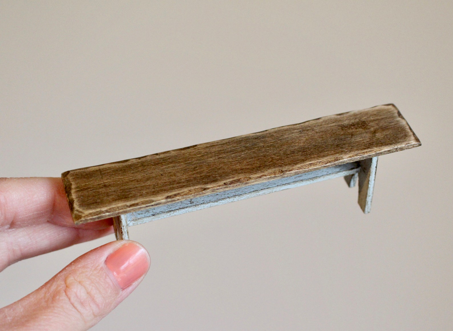 Dolls House Miniature Blue Long Stool - Etsy