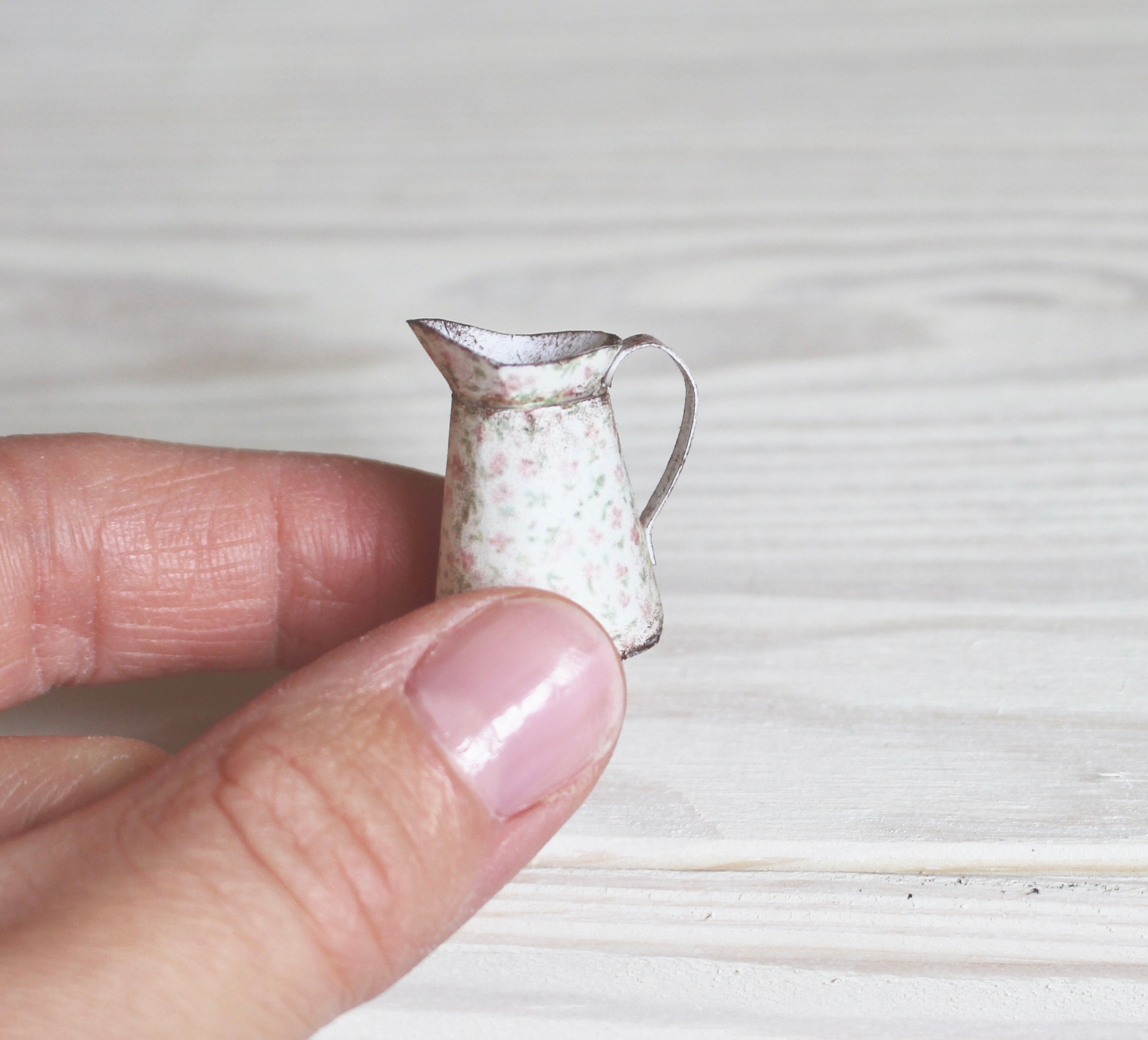 Dolls House Miniature White Floral Enamel Vintage Jug Pitcher - Etsy