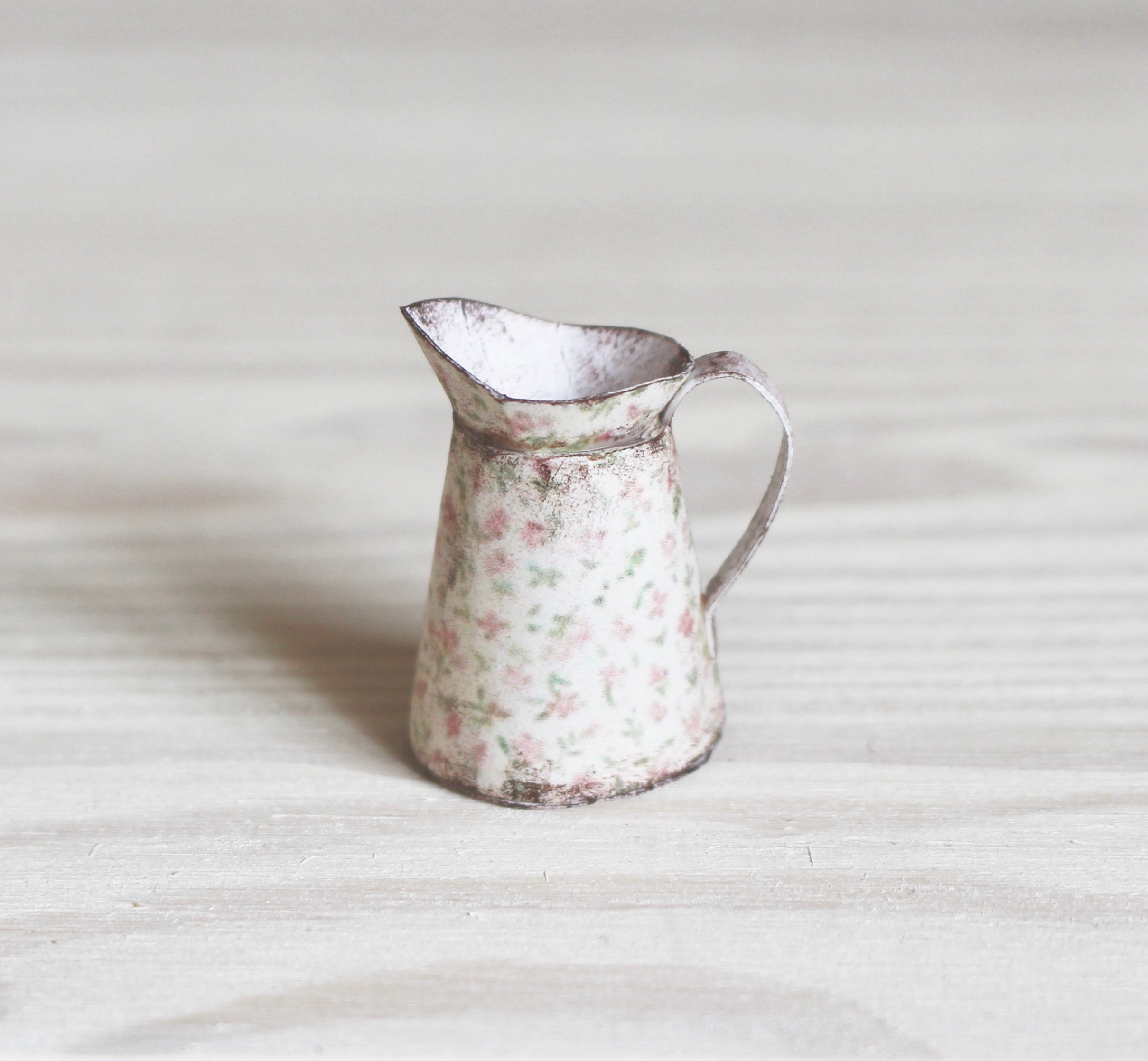 Dolls House Miniature White Floral Enamel Vintage Jug Pitcher - Etsy