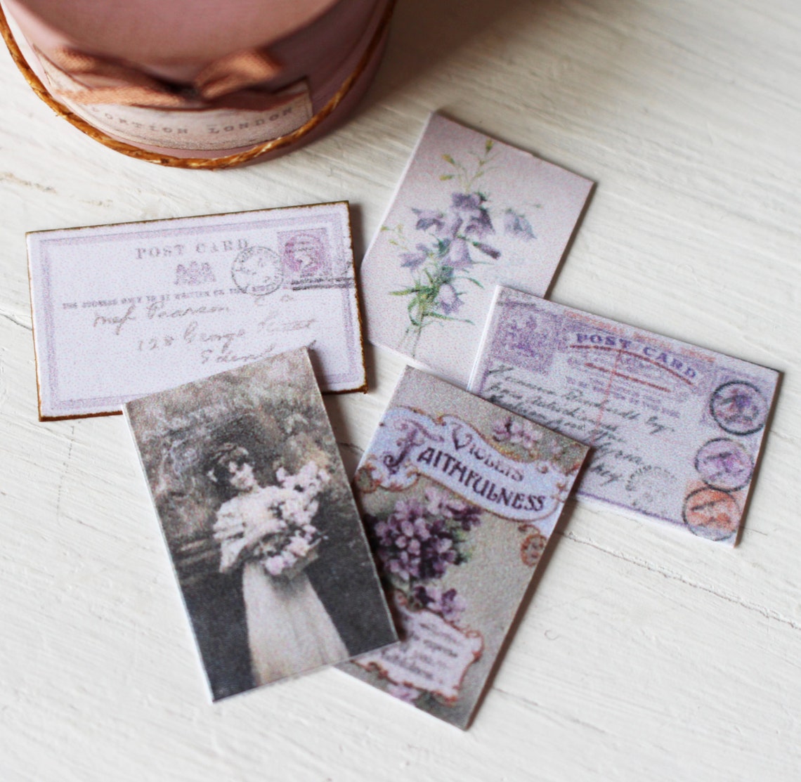 Dolls House Miniature Victorian Postcard Set in Lavender - Etsy UK
