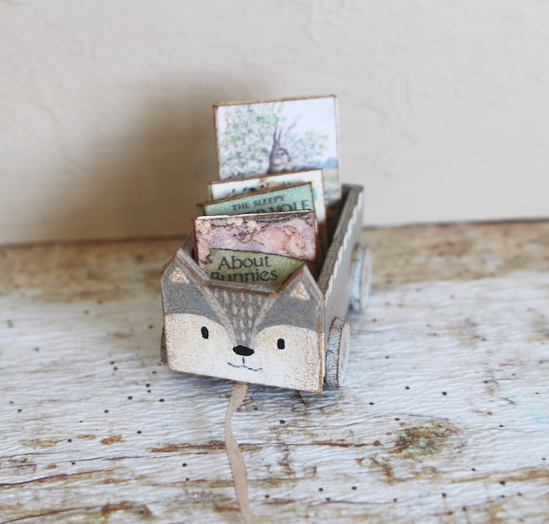 Dolls House Miniature Fox Book Cart - Etsy