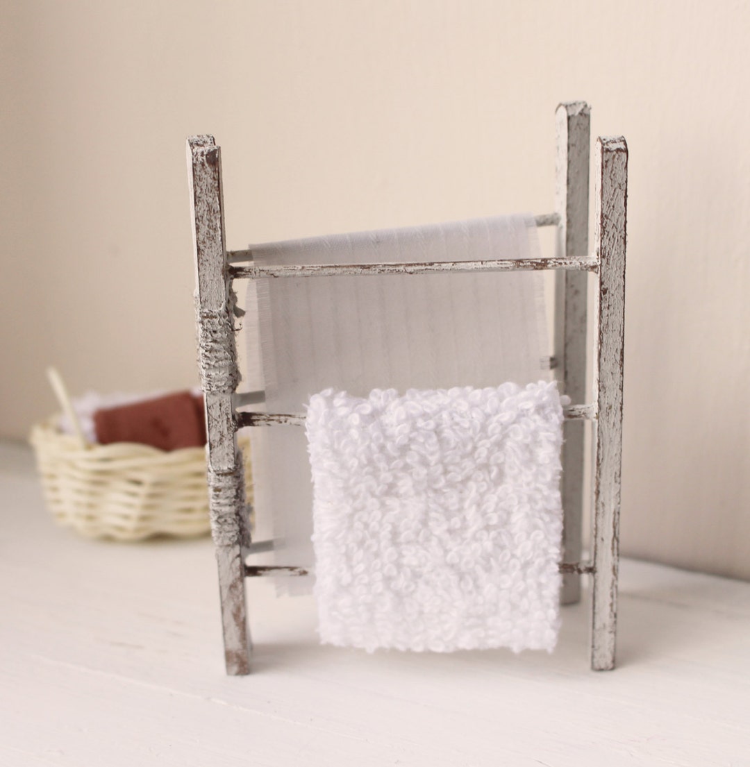 Dolls House Miniature Shabby Drying Rack With Towel and Sheet - Etsy