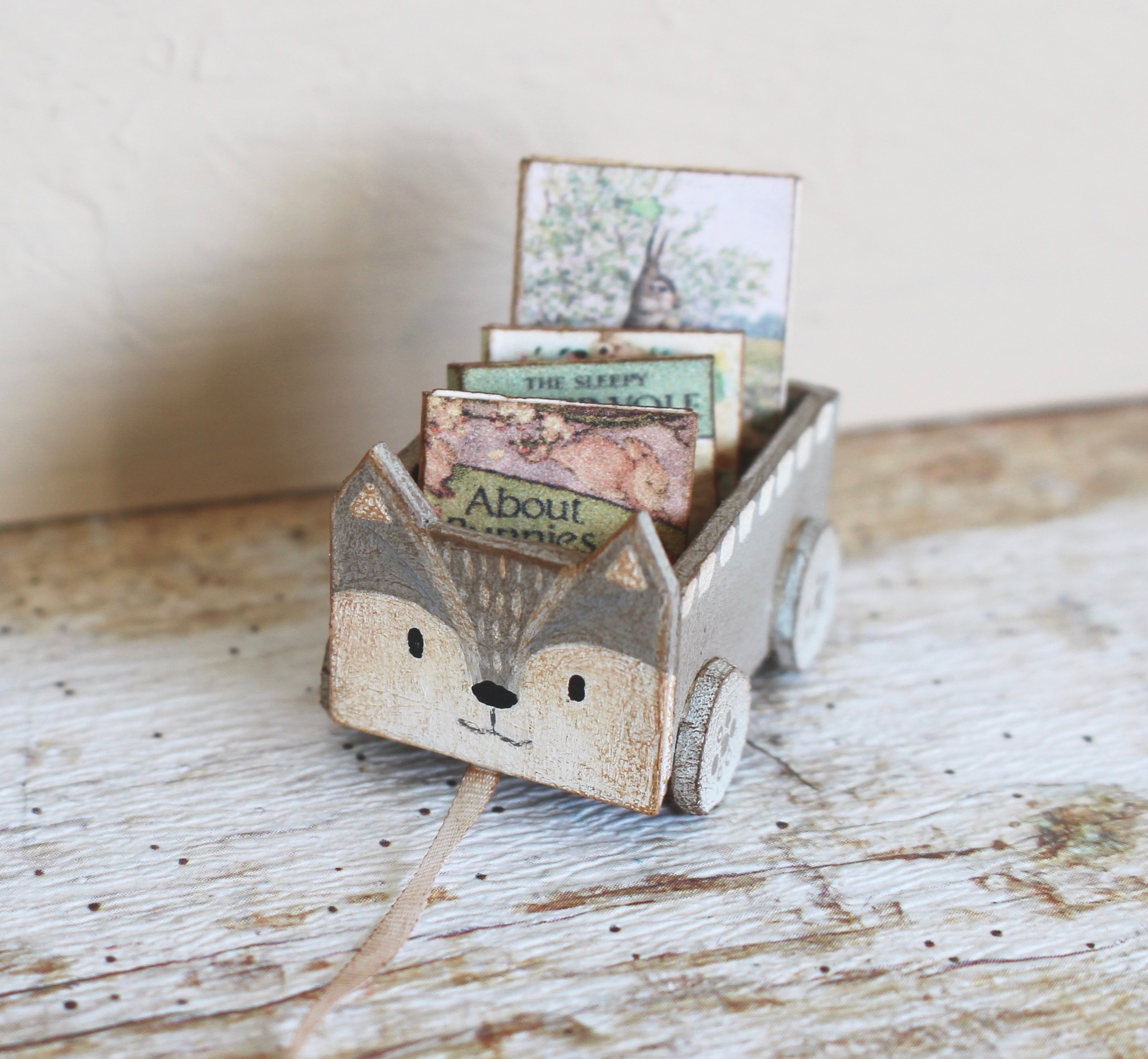 Dolls House Miniature Fox Book Cart | Etsy