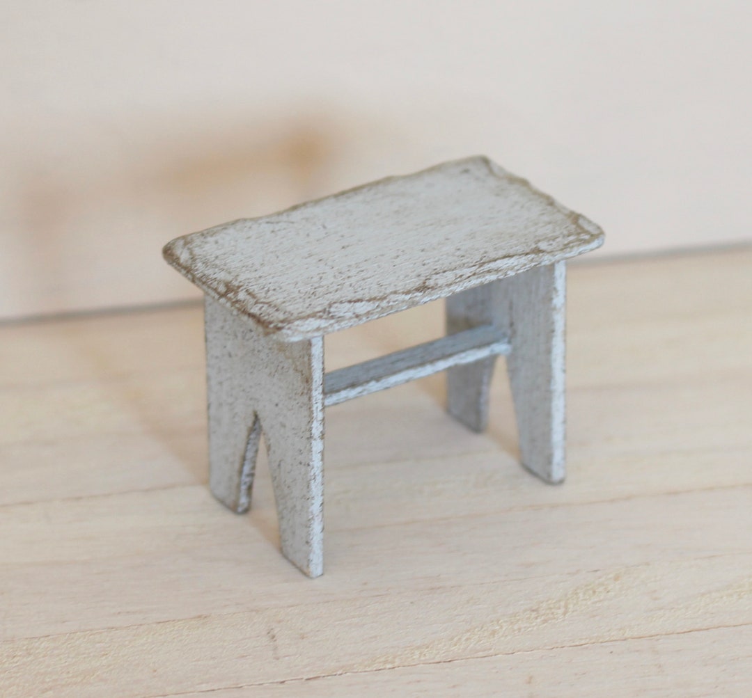 Dolls House Miniature Blue Stool - Etsy