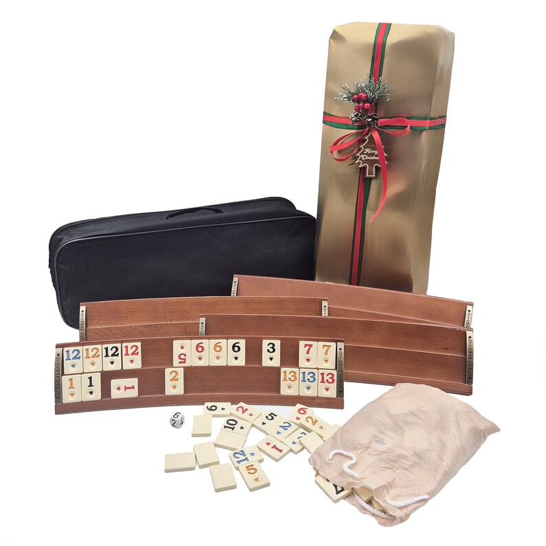 Handmade Walnut Wood Rummy Cube Game Set: Engraved Okey Takimi - Etsy