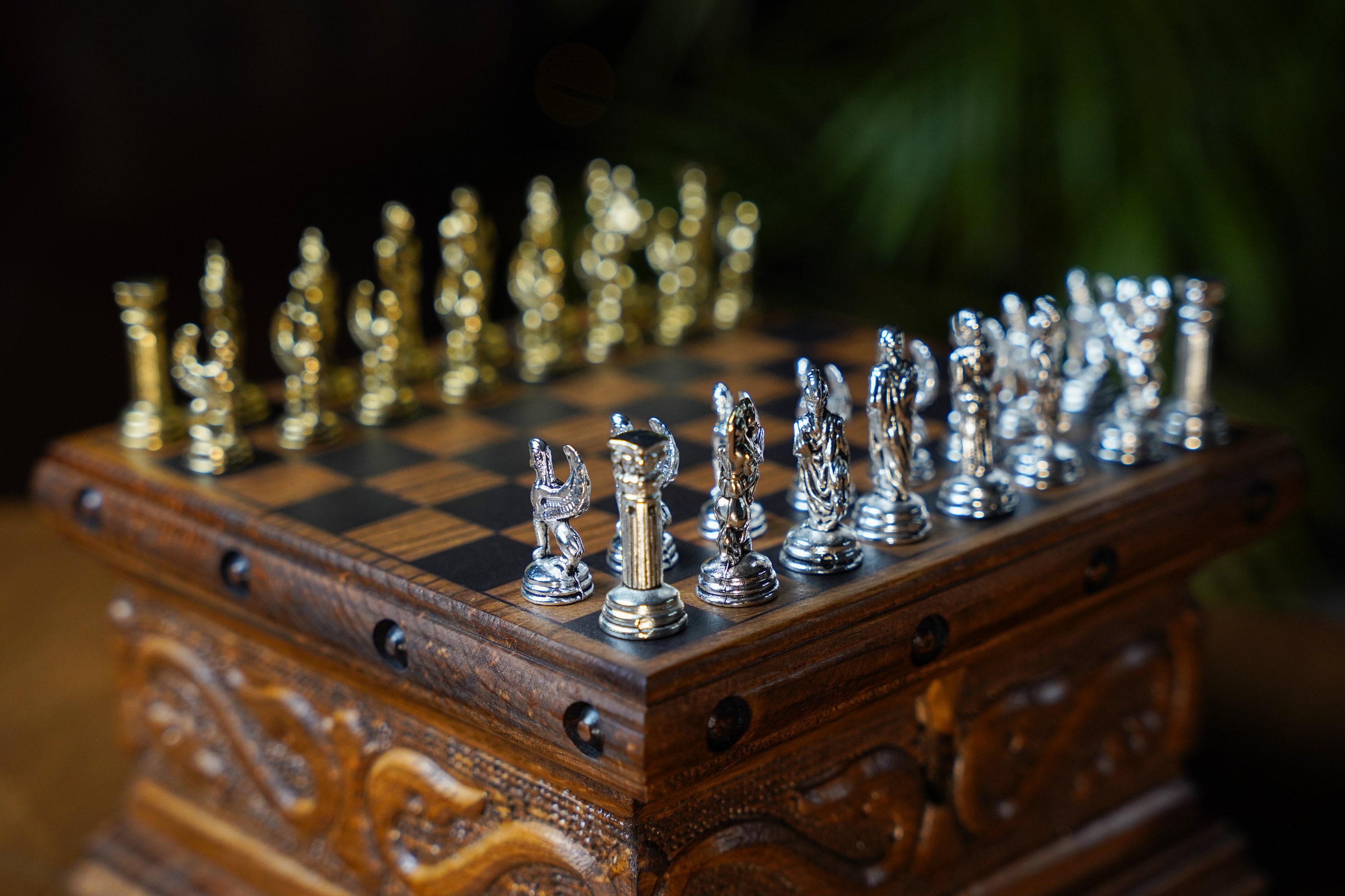 Custom Chess Set Handmade Chess Board With Storage Metal Chess Pieces ...
