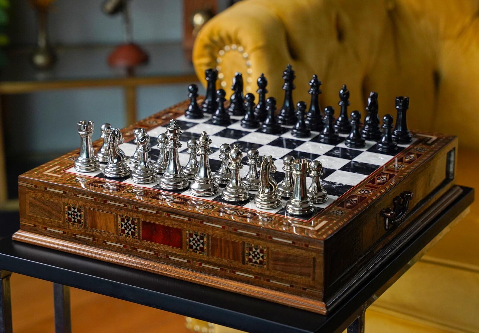 Luxury Chess Set With Board Handmade Custom Chess Board With Storage ...