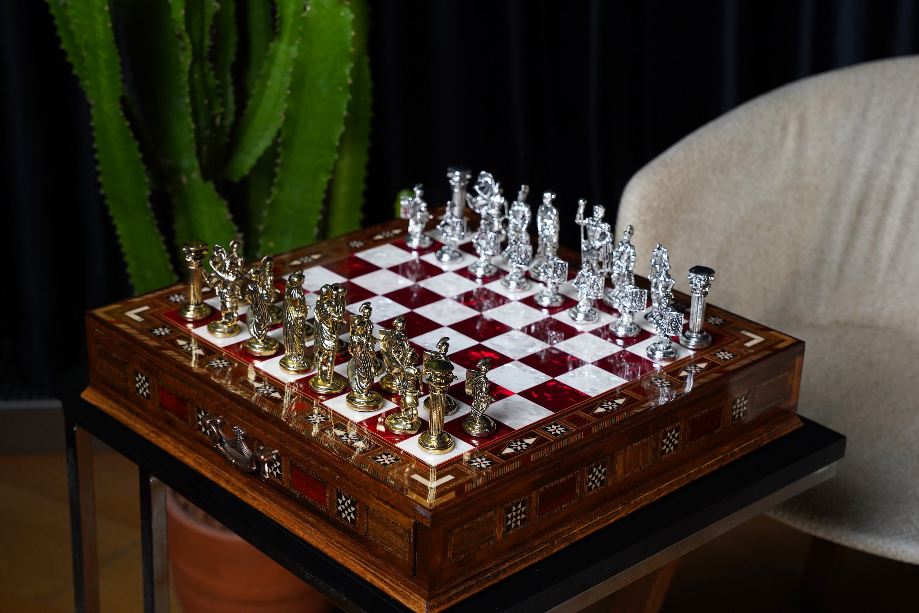 Wooden Chess Set Premium Fathers Day Gift Chess Board With Storage ...