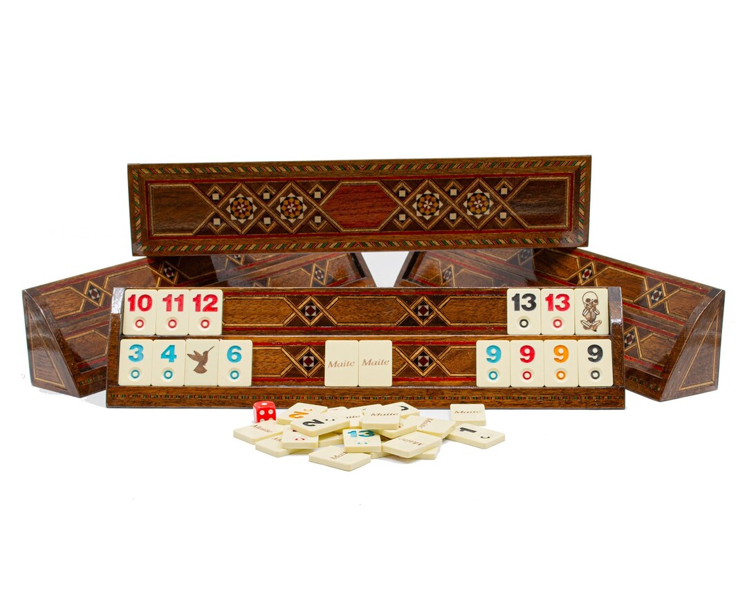 Rummy Cube Wooden Board Games Mosaic Rummi Cub Game Set Personalized ...