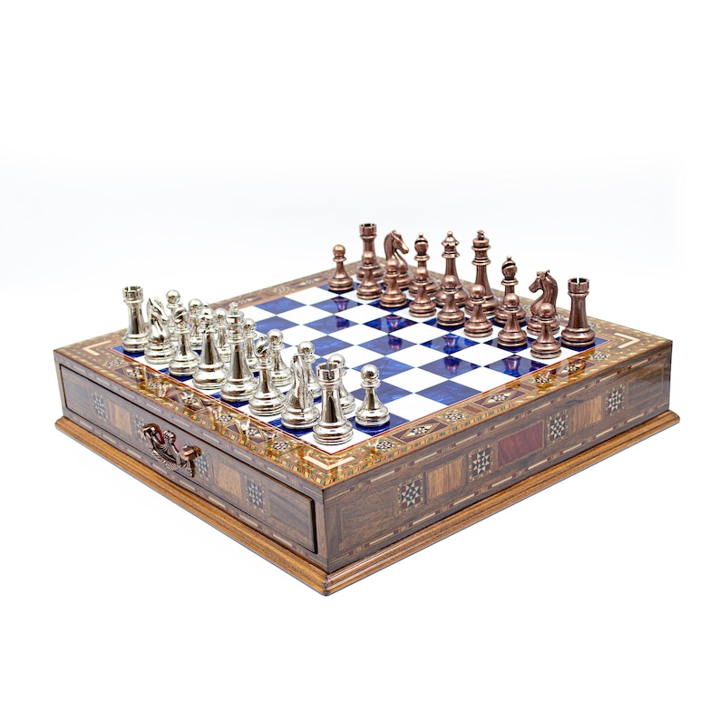 Premium Chess Set Handmade Wooden Chess Board With Storage Personalize ...