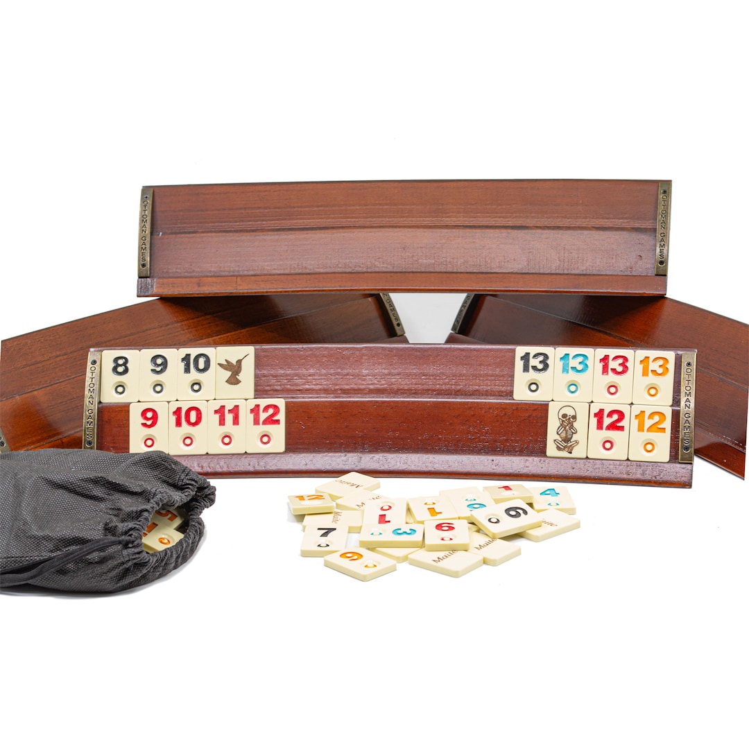 Oval Rummy Cube Set Handmade Walnut Rummy Racks and Tiles Personalized ...