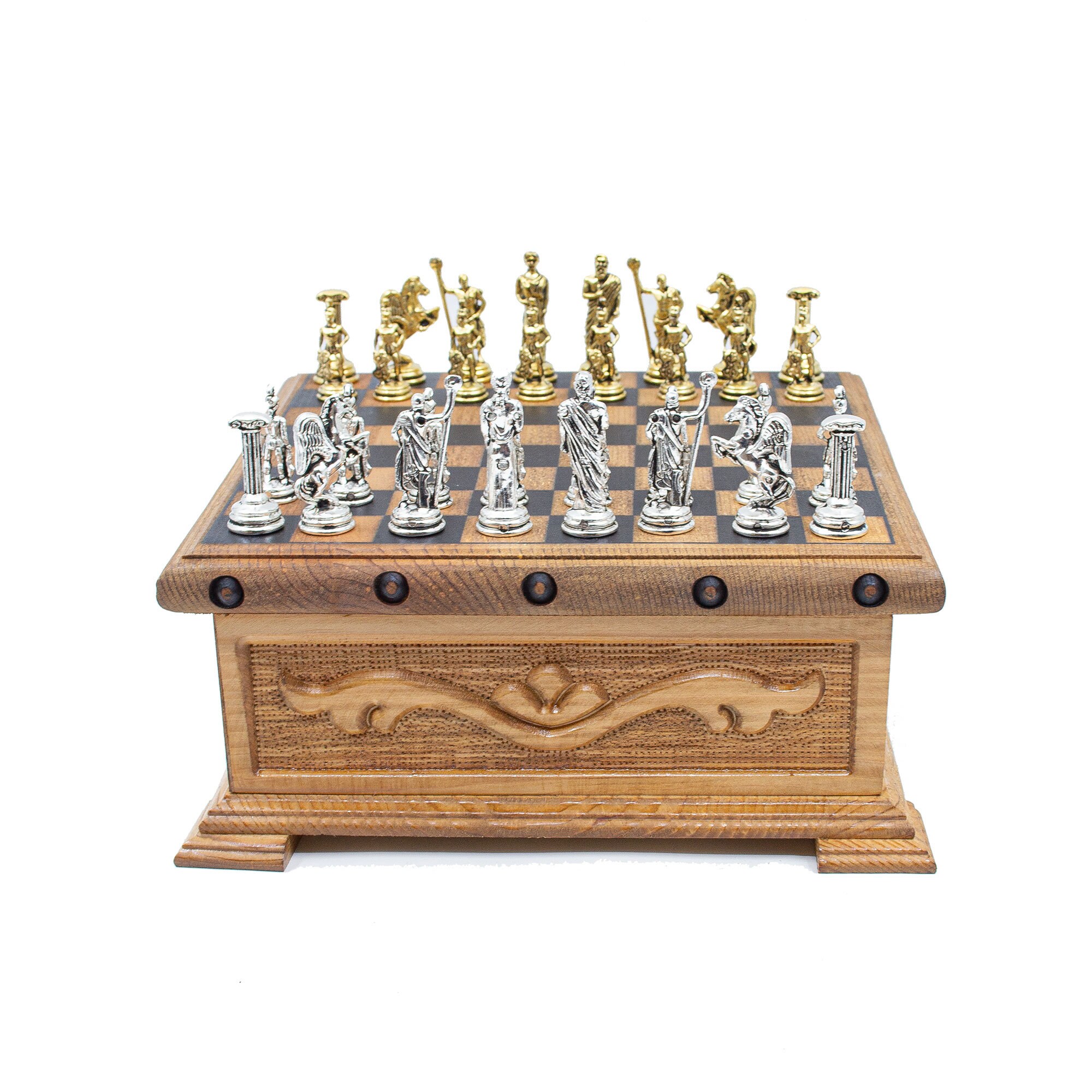 Custom Chess Set Handmade Chess Board With Storage Metal Chess Pieces ...