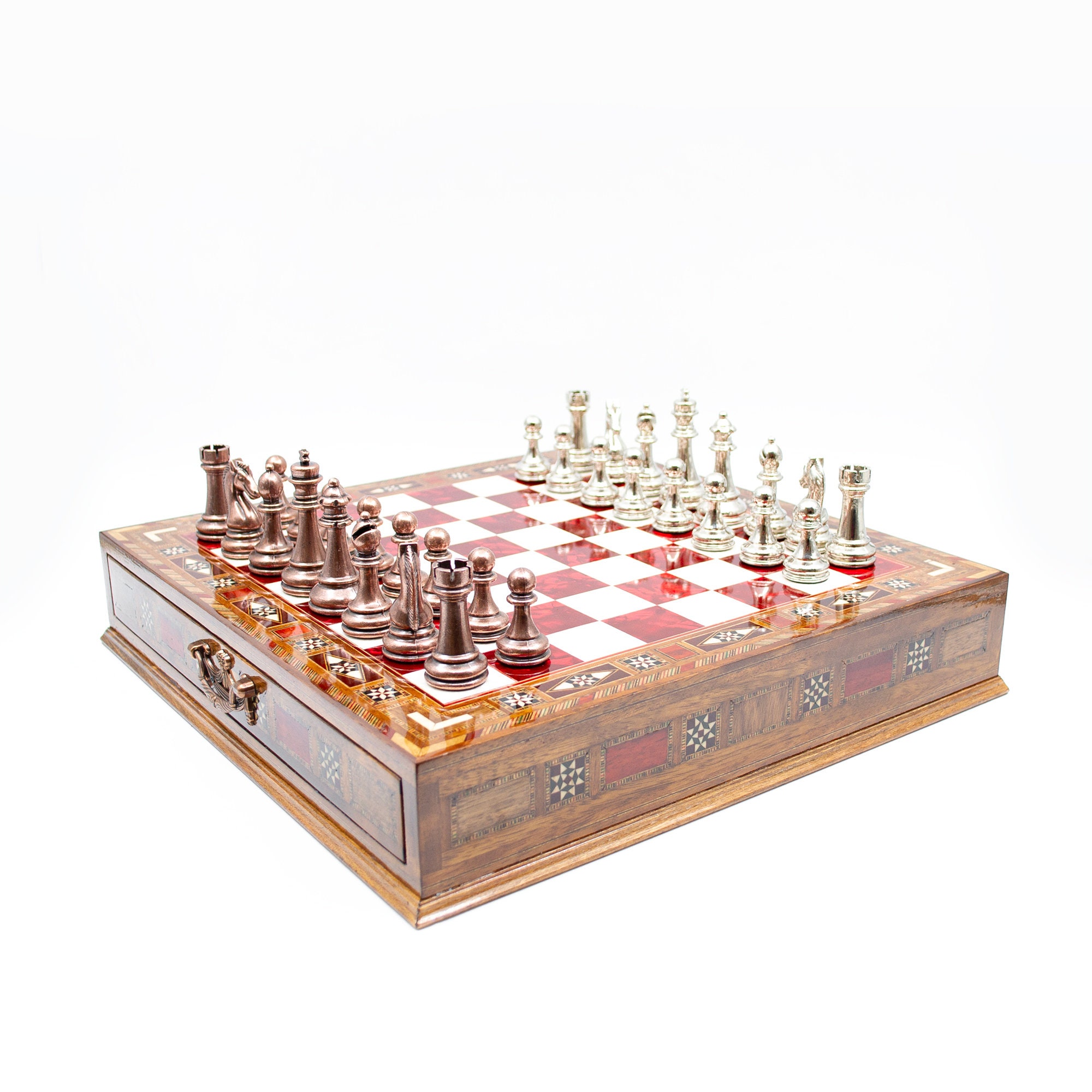 Premium Chess Set Handmade Wooden Chess Board With Storage Personalize ...
