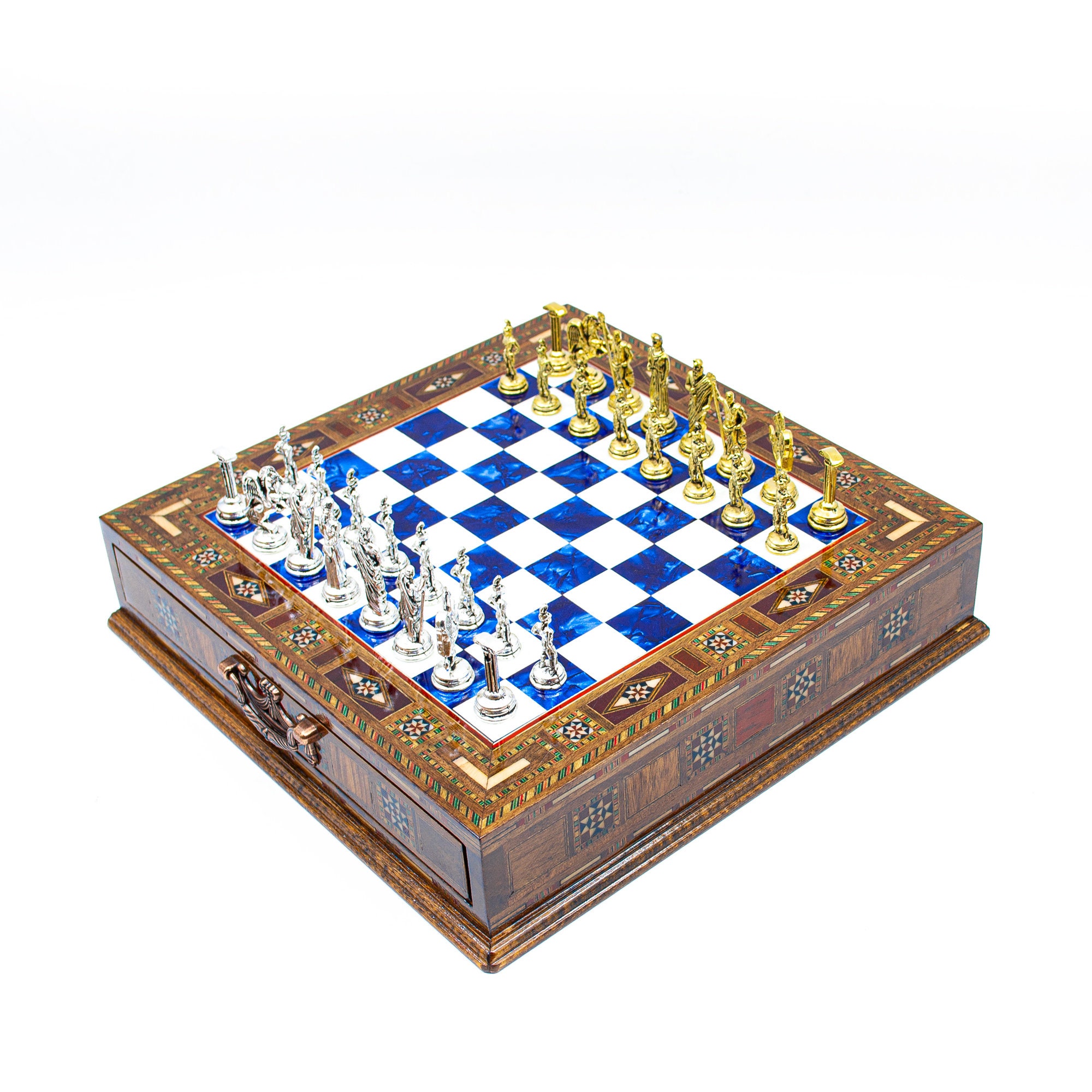 Colorful Chess Board With Storage Chess Pieces Roman Style Premium ...