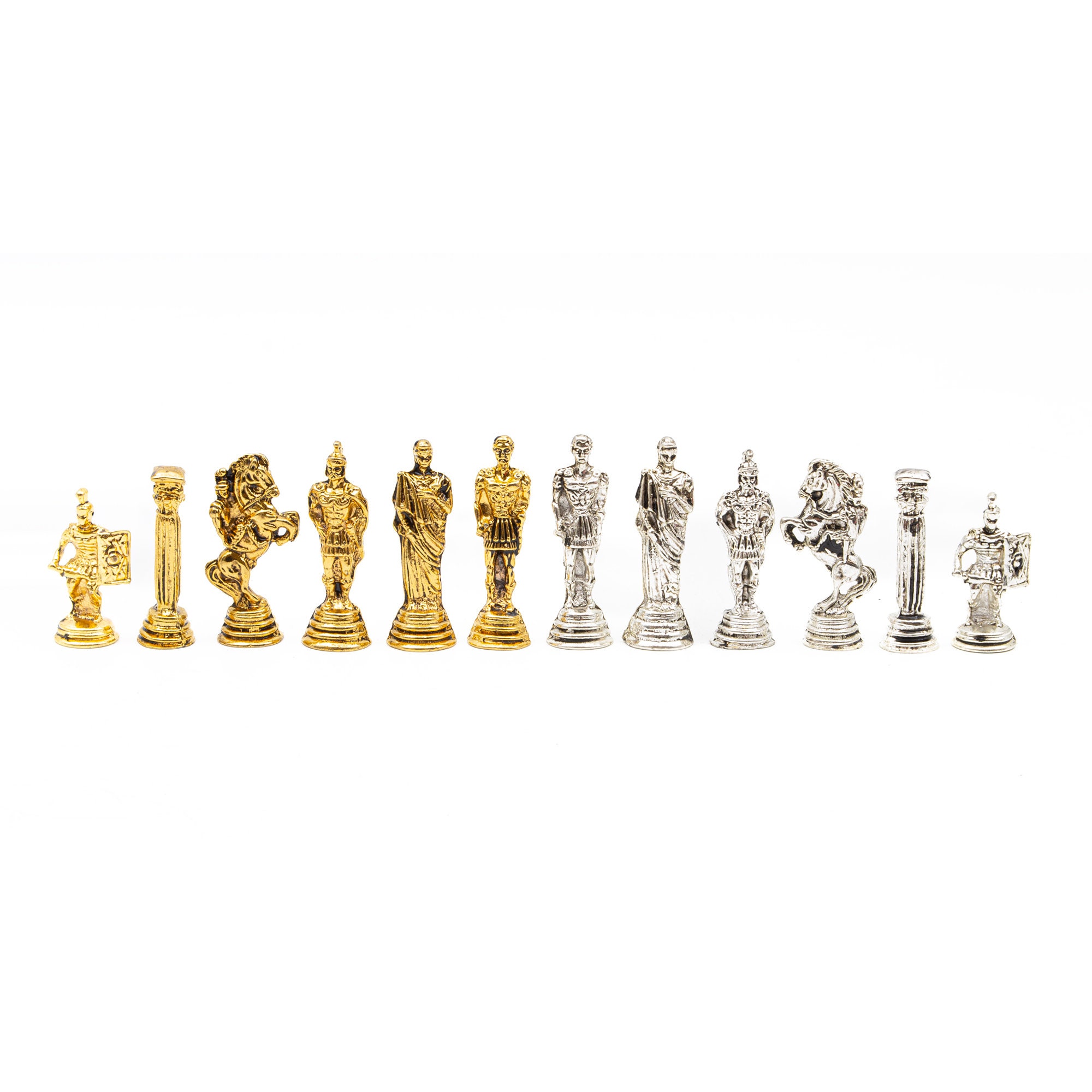 Handmade Metal Chess Pieces: Roman Style Figures - Small Chess Set - Etsy