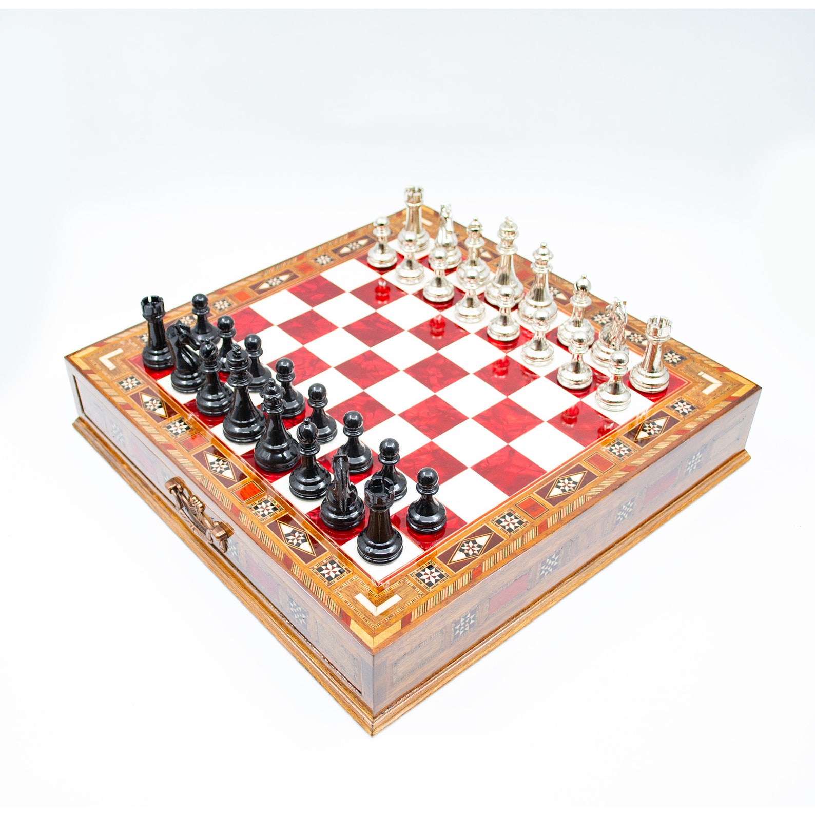 Premium Chess Set Handmade Wooden Chess Board With Storage Personalize ...