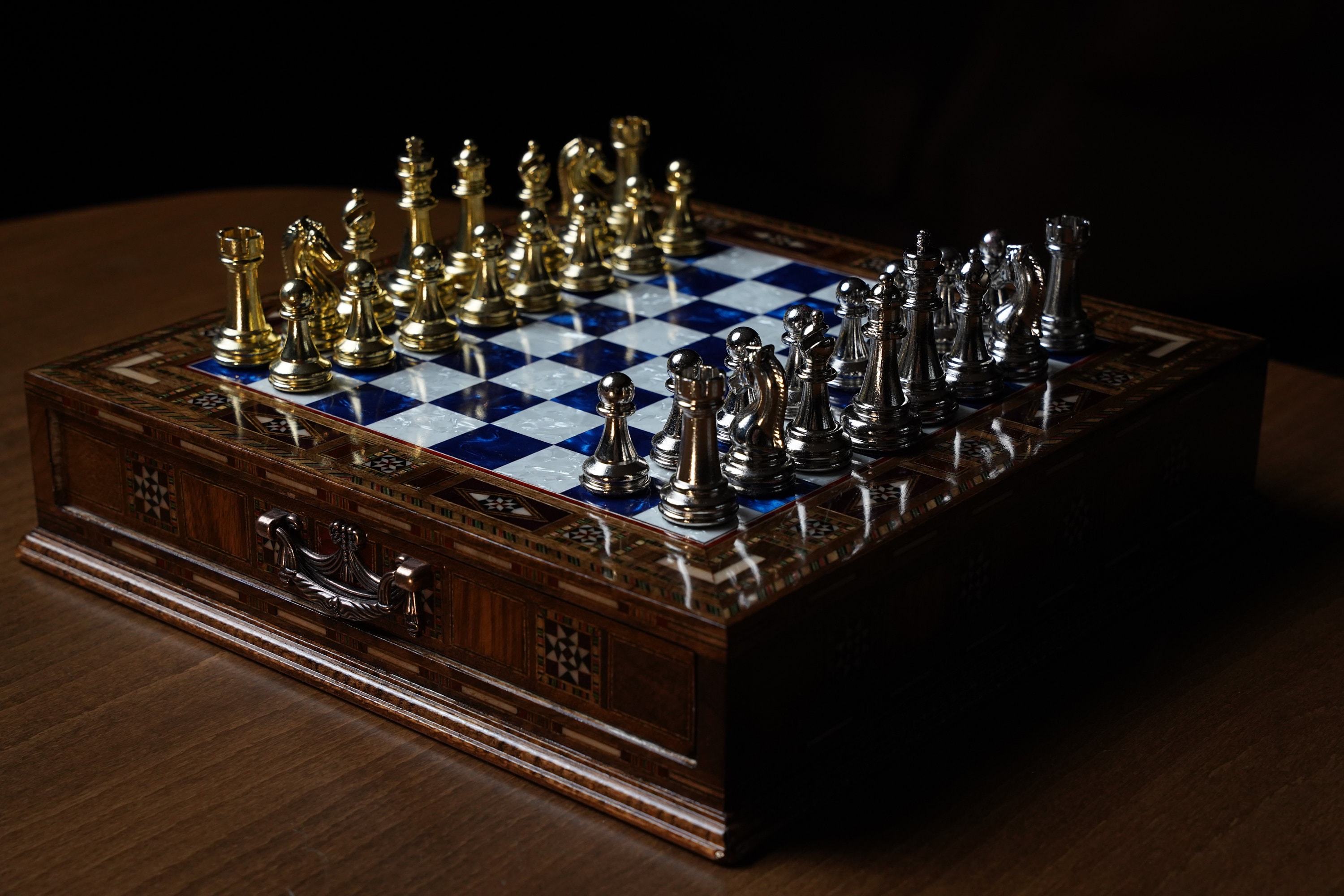 Luxury Chess Board With Storage Classic Chess Pieces Handmade Chess Set ...