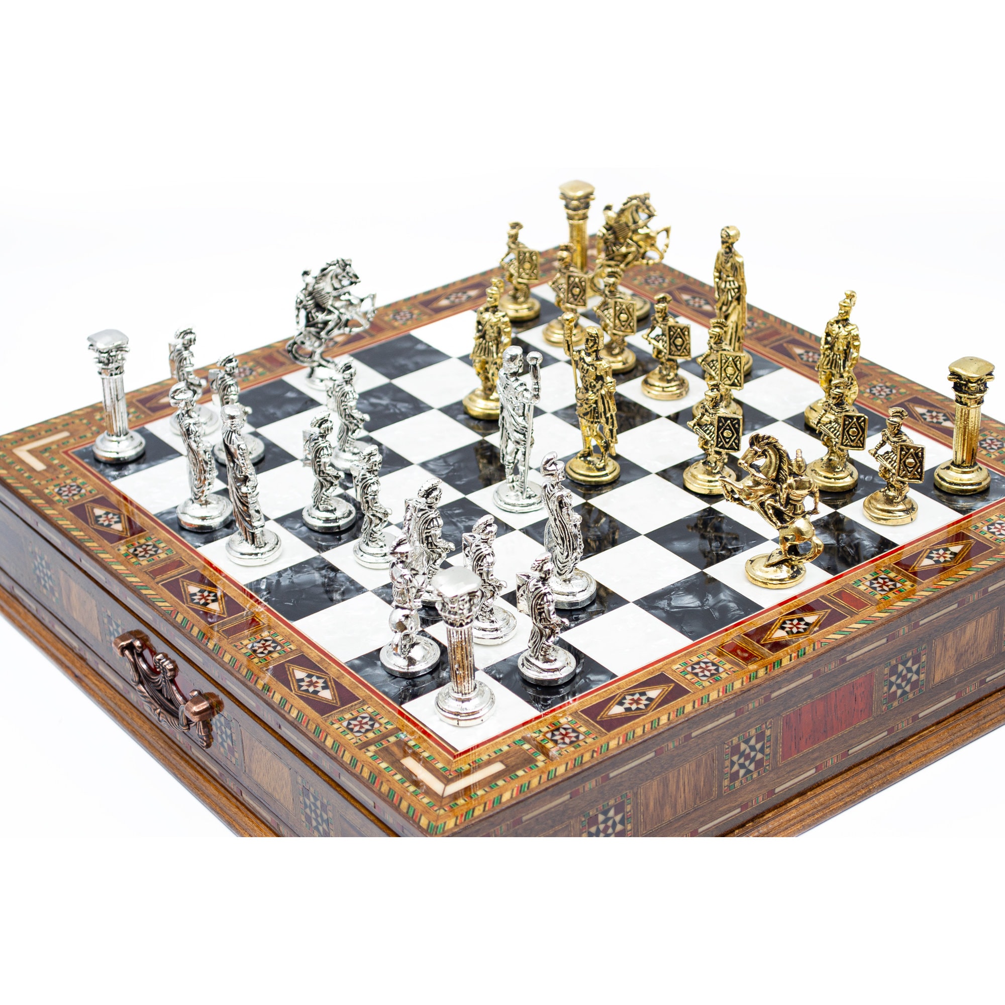 Colorful Chess Board With Storage Chess Pieces Roman Style Premium ...