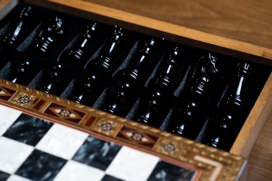 Luxury Chess Set With Board Handmade Custom Chess Board With Storage ...
