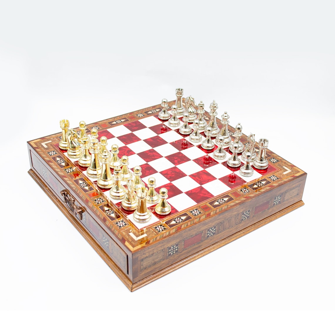 Premium Chess Set Handmade Wooden Chess Board With Storage Personalize ...