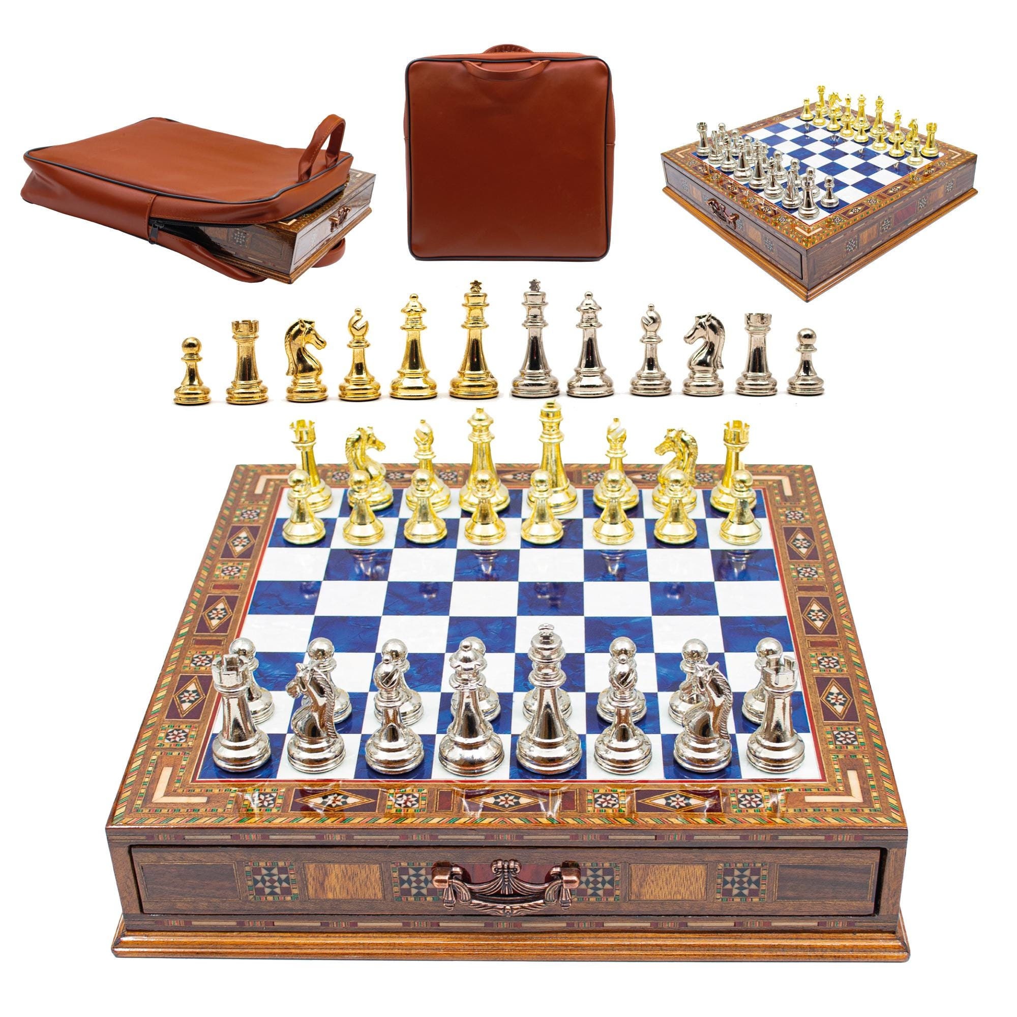 Luxury Chess Set With Board Handmade Custom Chess Board With Storage ...