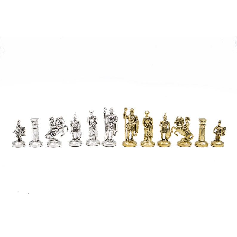 Handmade Metal Chess Pieces: Roman Style Figures - Small Chess Set - Etsy