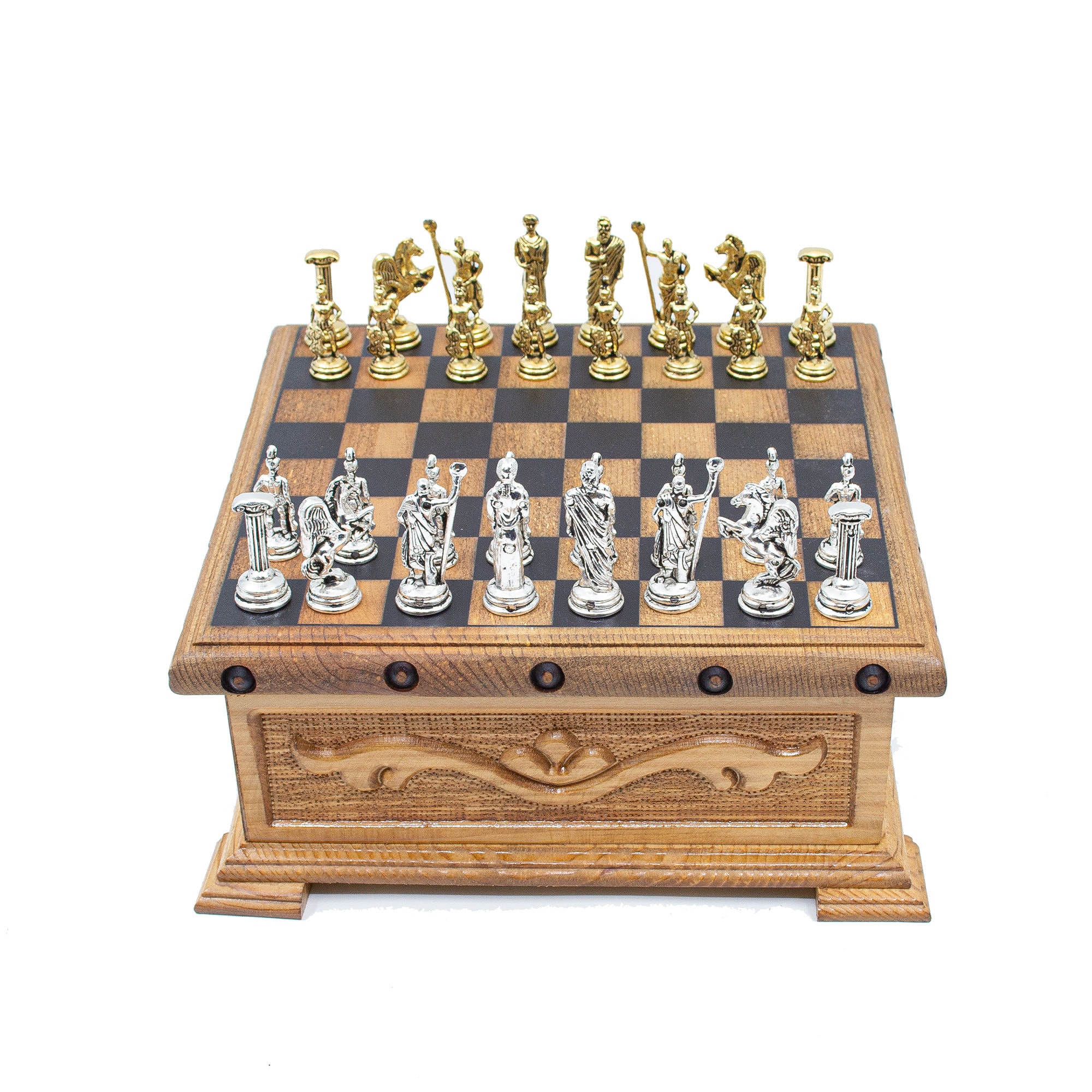 Custom Chess Set Handmade Chess Board With Storage Metal Chess Pieces ...