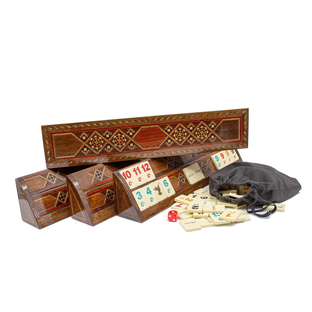 Wood Mosaic Straight Rummy Cube Set Rummi Tiles Custom Tile Set Okey ...