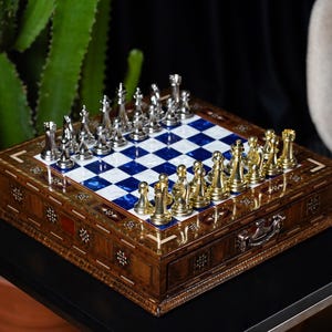 Luxury Chess Set With Board Handmade Custom Chess Board With Storage ...