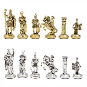 Handmade Metal Chess Pieces: Roman Style Figures - Small Chess Set - Etsy