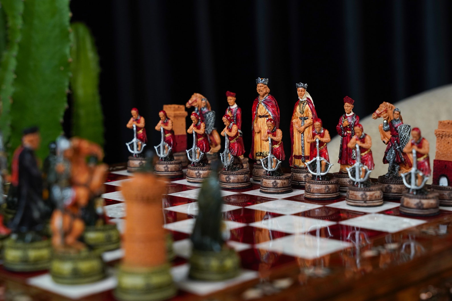 Wooden Chess Set Handmade Camelot Chess Pieces Hand Painted Chess ...