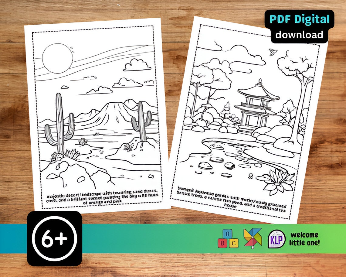 Kid's Nature-themed Coloring Pages, Printable Digital PDF, Simple Line ...