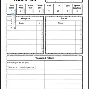 Digital Editable Heroquest Character Sheet PDF for Smart Phones ...